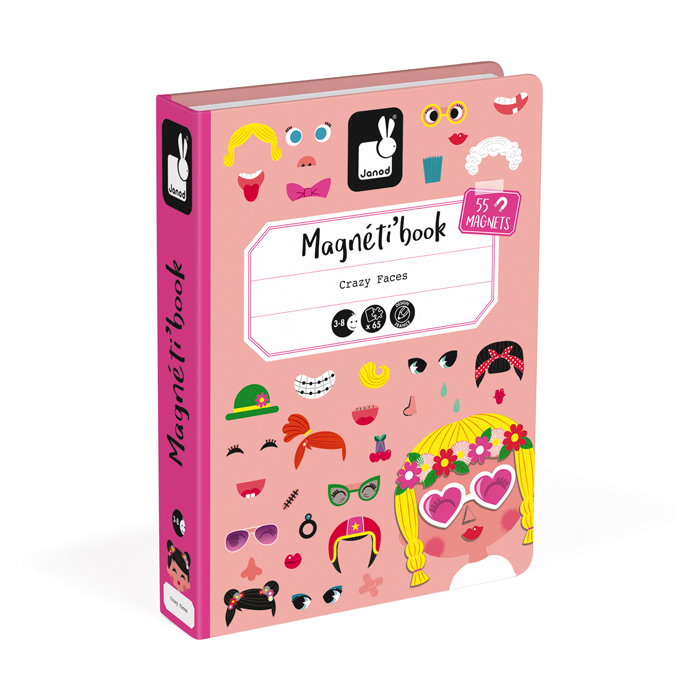 Janod - Girls Crazy Faces Magnetic Book | Janod Store