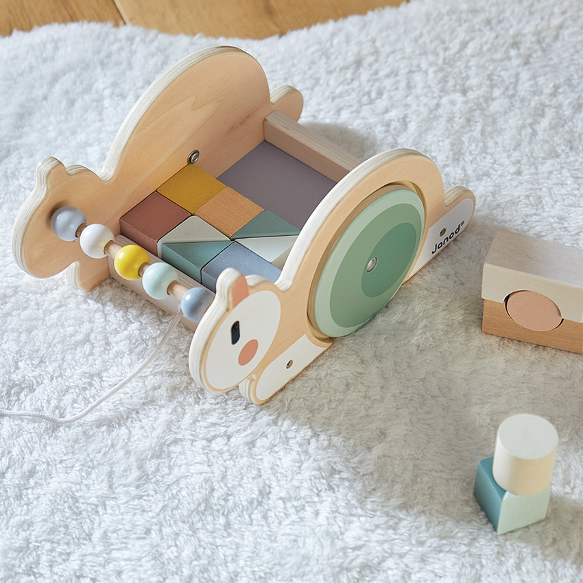 Janod - Cocoon Pull Along Snail Block Cart | Janod Store